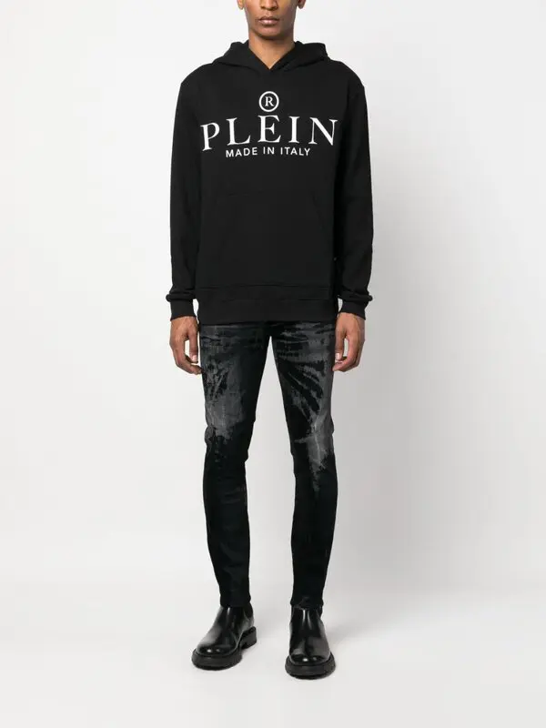 Philipp Plein Logo-print Cotton Hoodie - Black