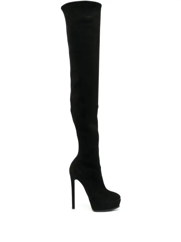 Casadei Flora 140mm Platform Boots - Black