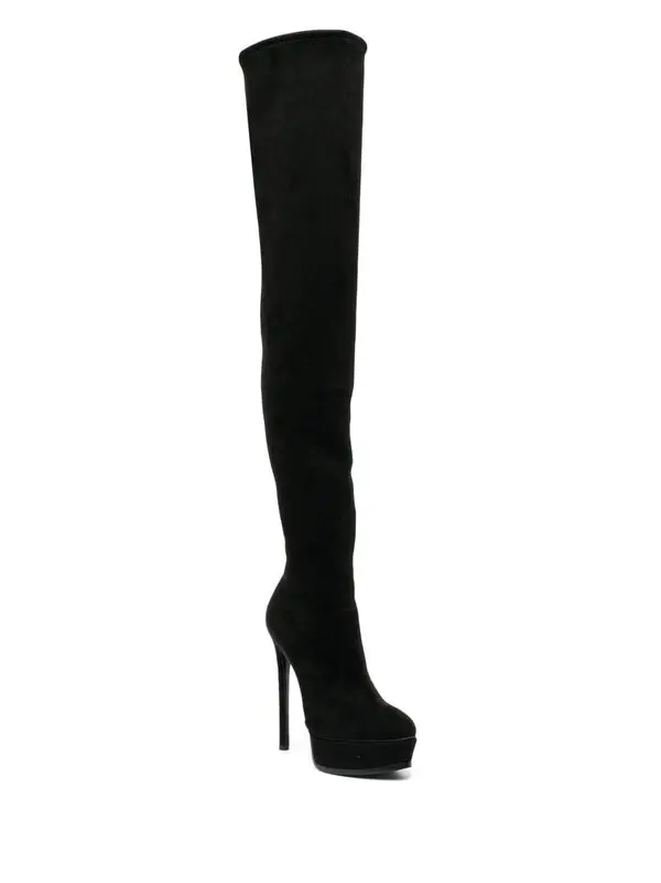 Casadei Flora 140mm Platform Boots - Black
