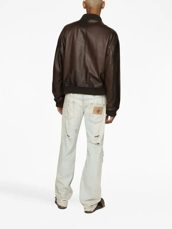 Dolce & Gabbana Lambskin Bomber Jacket - Brown
