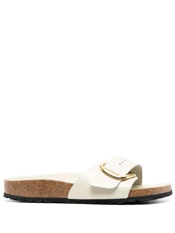 BIRKENSTOCK Arizona Big Buckle Leather Slides - Neutrals