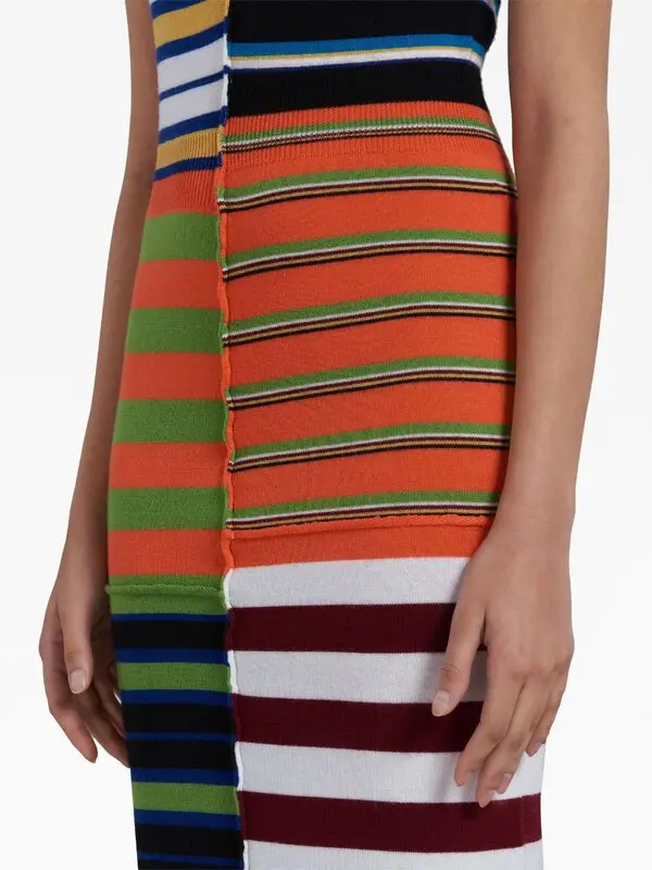 Marni Patchwork Knitted Midi Dress - Orange
