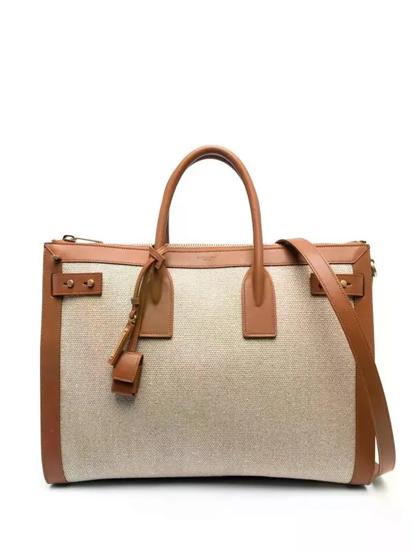 Saint Laurent Large Sac De Jour Linen Tote Bag - Neutrals