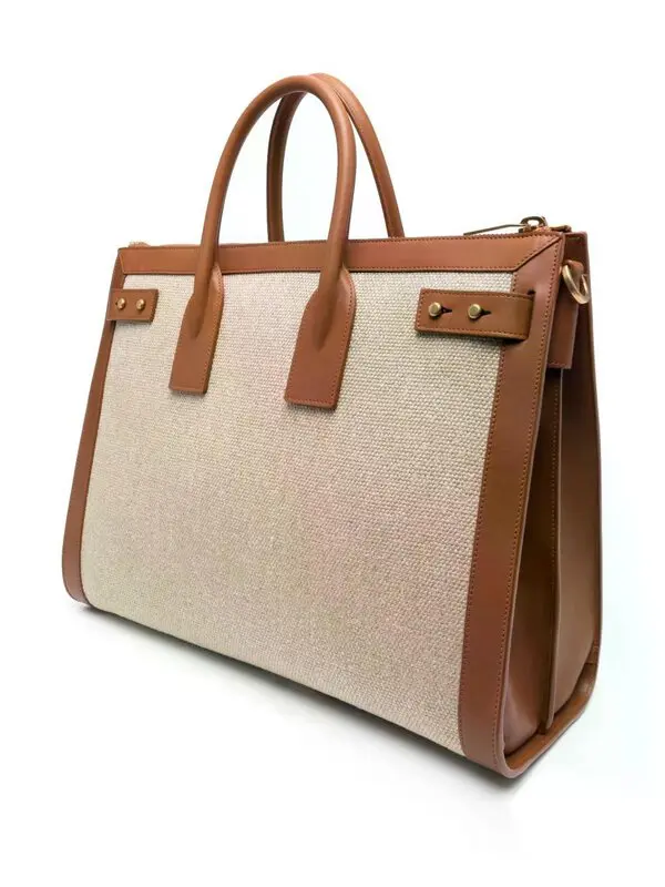 Saint Laurent Large Sac De Jour Linen Tote Bag - Neutrals