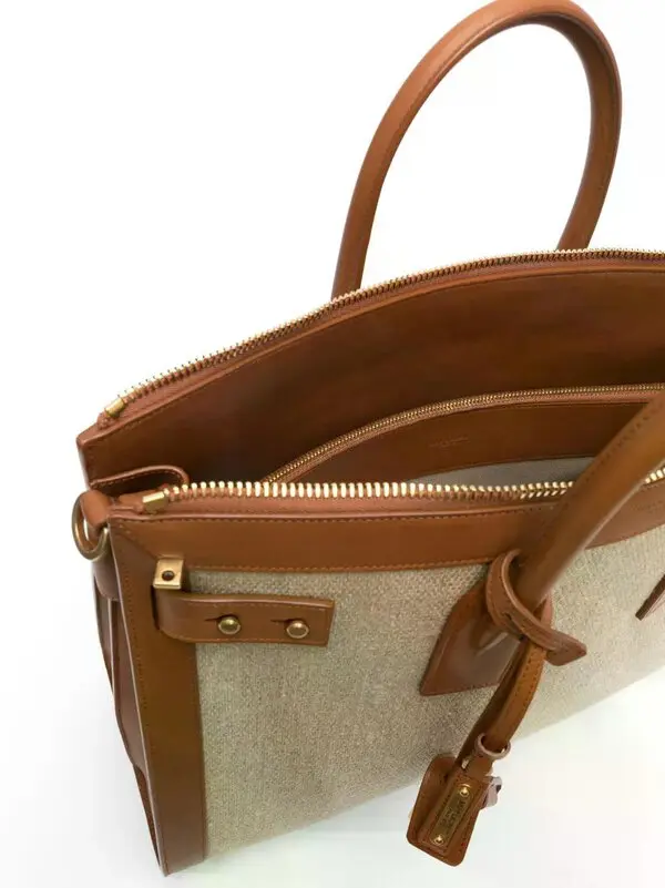 Saint Laurent Large Sac De Jour Linen Tote Bag - Neutrals