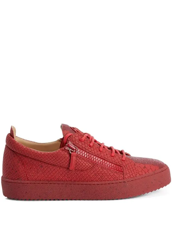GIUSEPPE ZANOTTI Frankie Snakeskin-effect Low-top Sneakers - Red