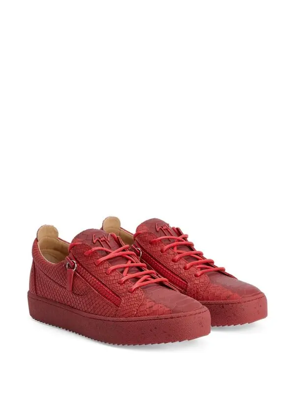 GIUSEPPE ZANOTTI Frankie Snakeskin-effect Low-top Sneakers - Red