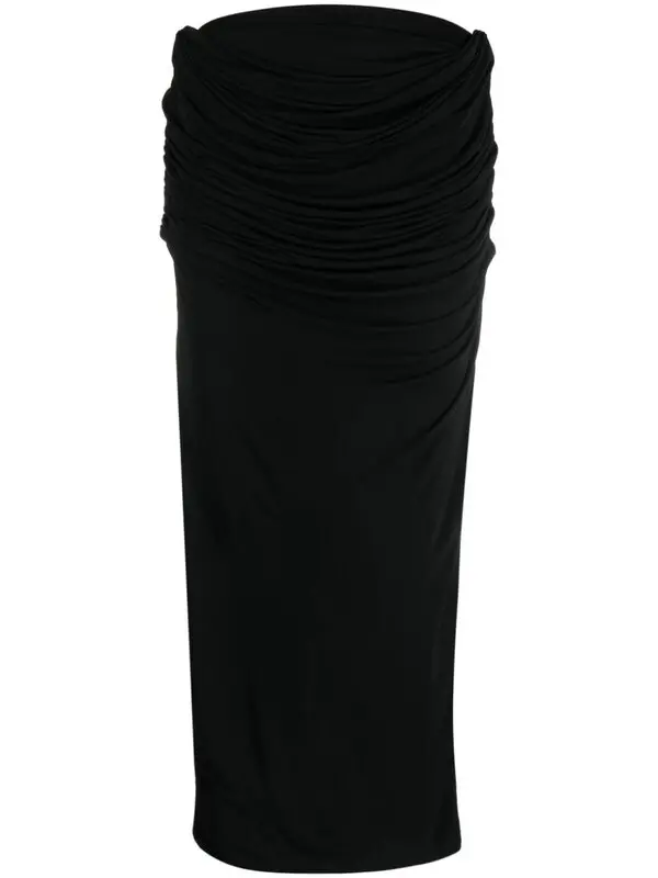 Paris Georgia Draped Straight Midi Skirt
