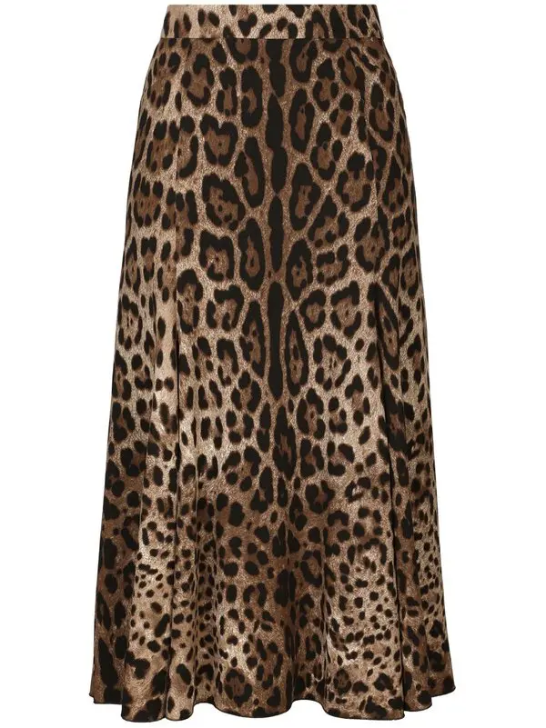 Dolce & Gabbana Leopard-print Cady Circle Skirt - Brown