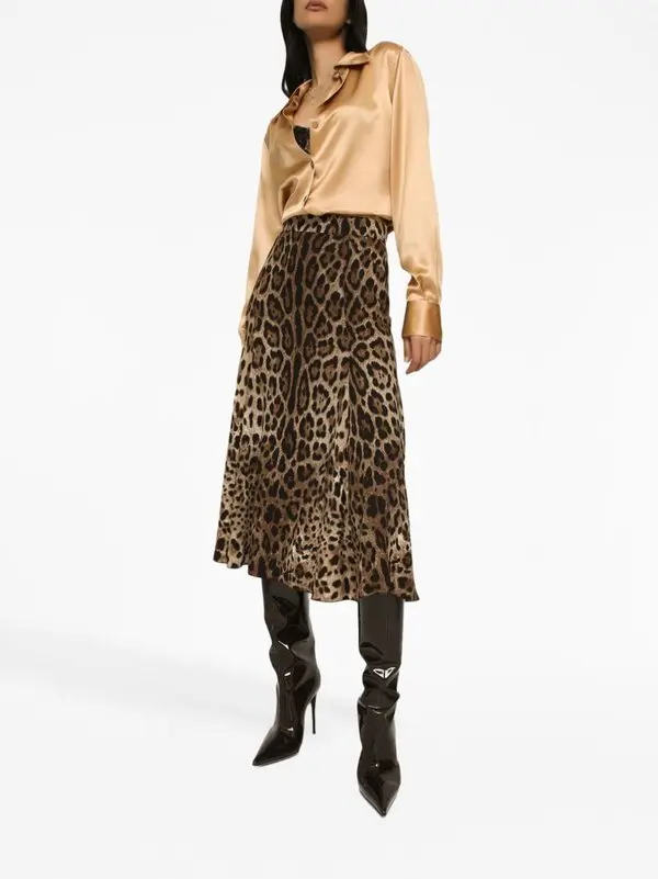 Dolce & Gabbana Leopard-print Cady Circle Skirt - Brown