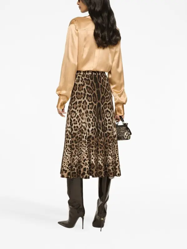 Dolce & Gabbana Leopard-print Cady Circle Skirt - Brown