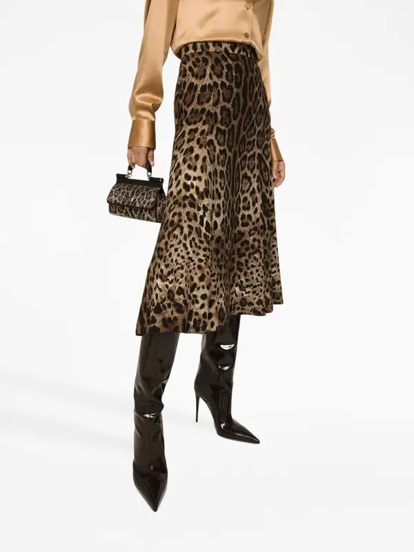 Dolce & Gabbana Leopard-print Cady Circle Skirt - Brown