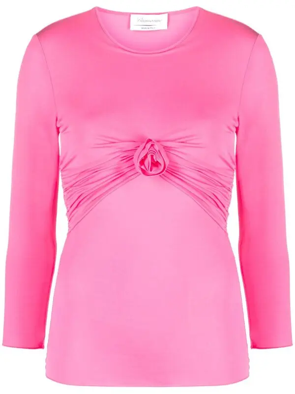 Blumarine Floral-appliqué Gathered T-shirt