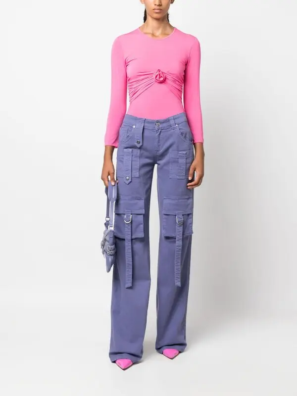 Blumarine Floral-appliqué Gathered T-shirt