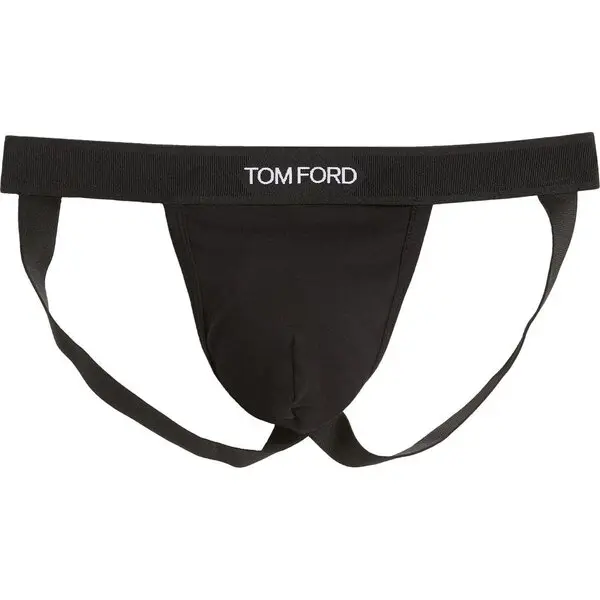 TOM FORD Logo Jacquard Stretch Cotton Jockstrap - Black