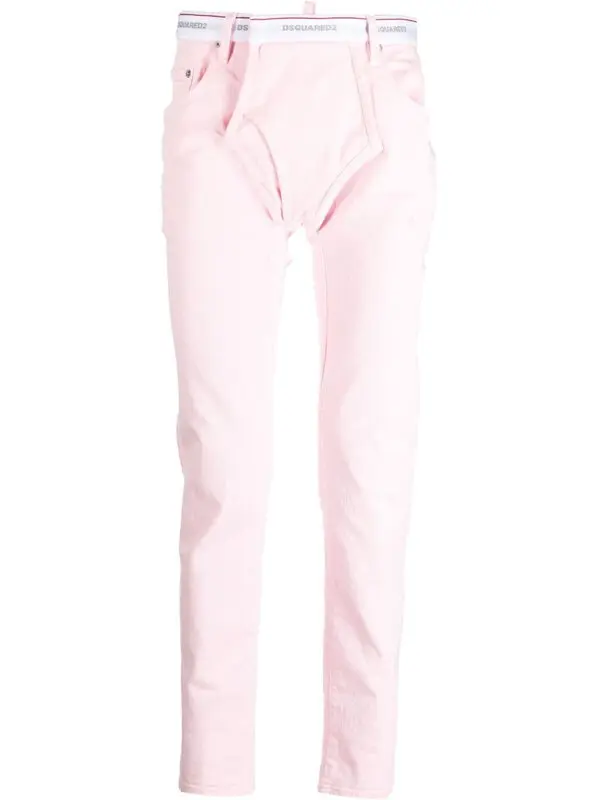 Dsquared2 Light Stretch-cotton Straight Leg Trousers - Pink