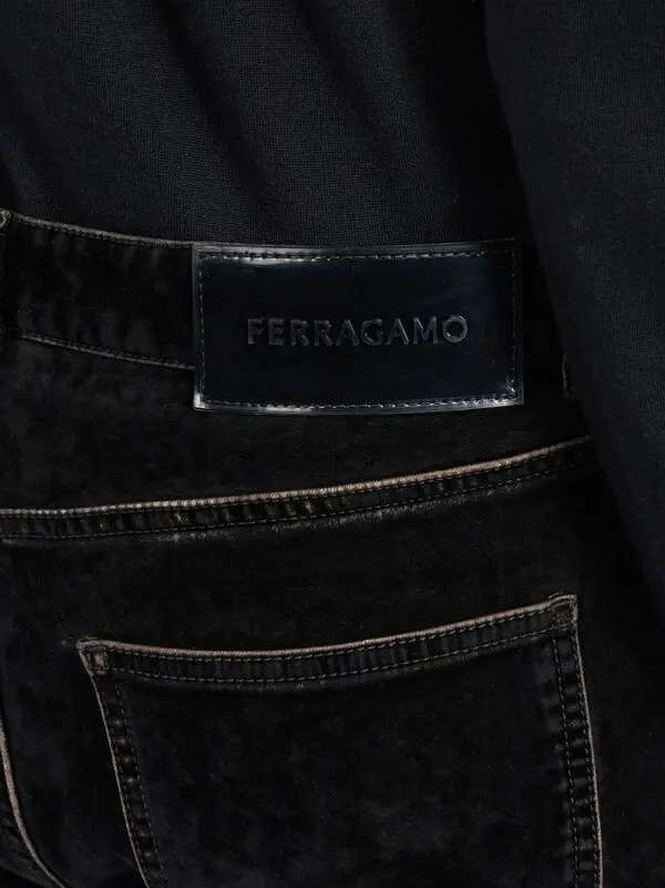 FERRAGAMO Logo-patch Straight-leg Trousers