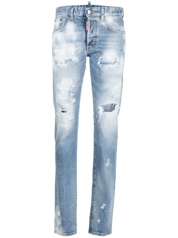 Dsquared2 Distressed-effect Straight-leg Jeans - Blue