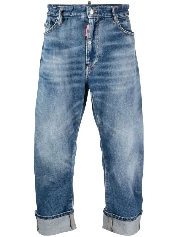 Dsquared2 Logo-print Cropped Jeans - Blue