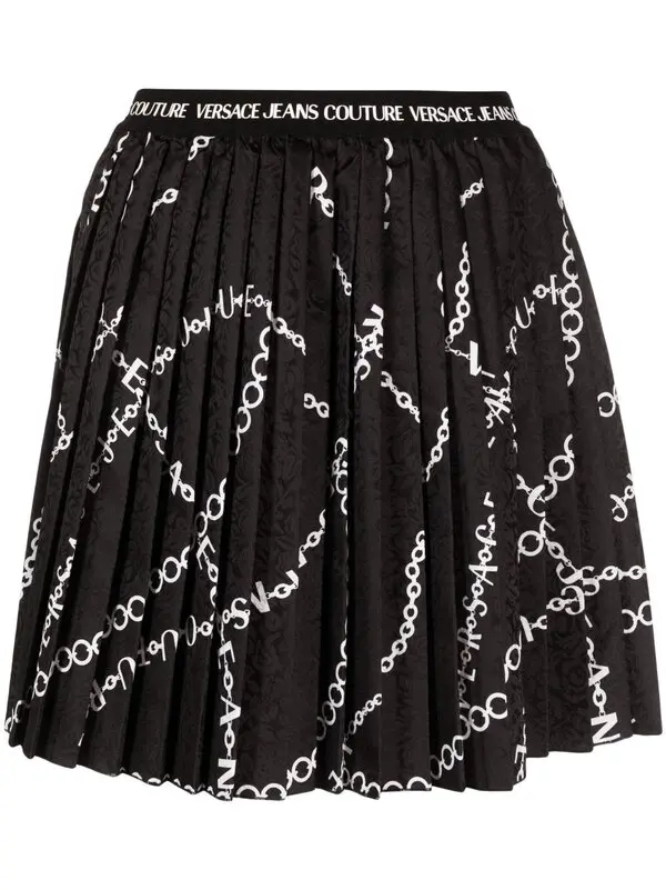 Versace Chain-link Print Pleated Mini Skirt