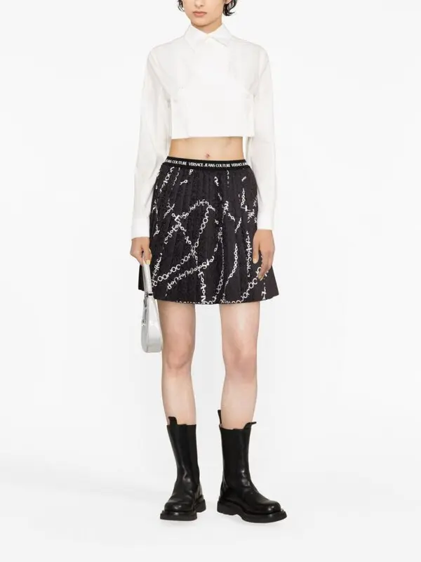 Versace Chain-link Print Pleated Mini Skirt