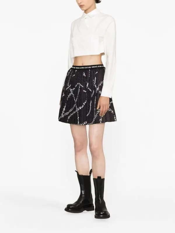 Versace Chain-link Print Pleated Mini Skirt