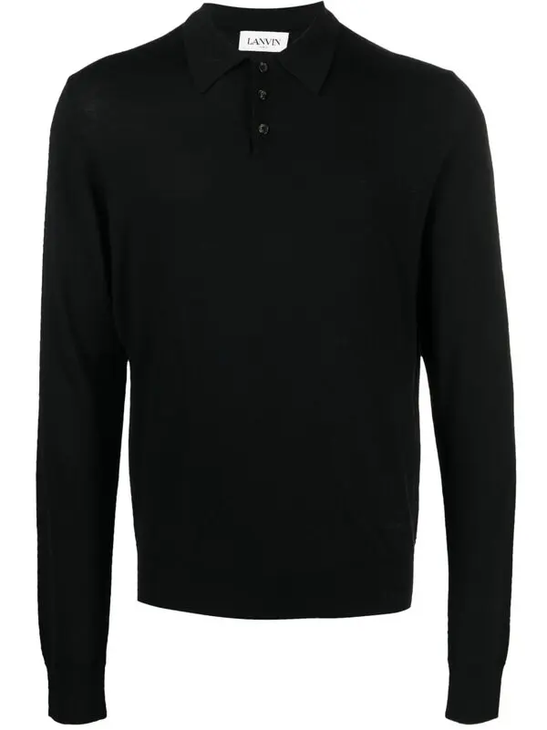 LANVIN Long-sleeve Polo Shirt - Black