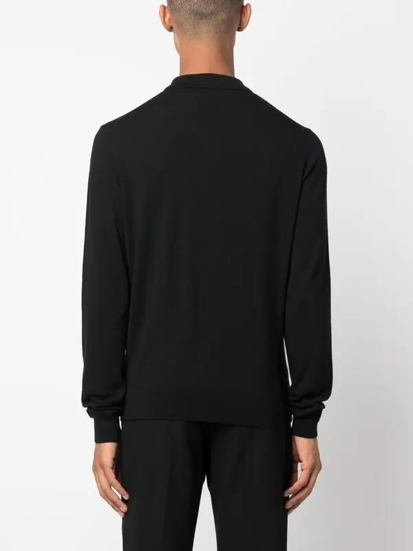 LANVIN Long-sleeve Polo Shirt - Black