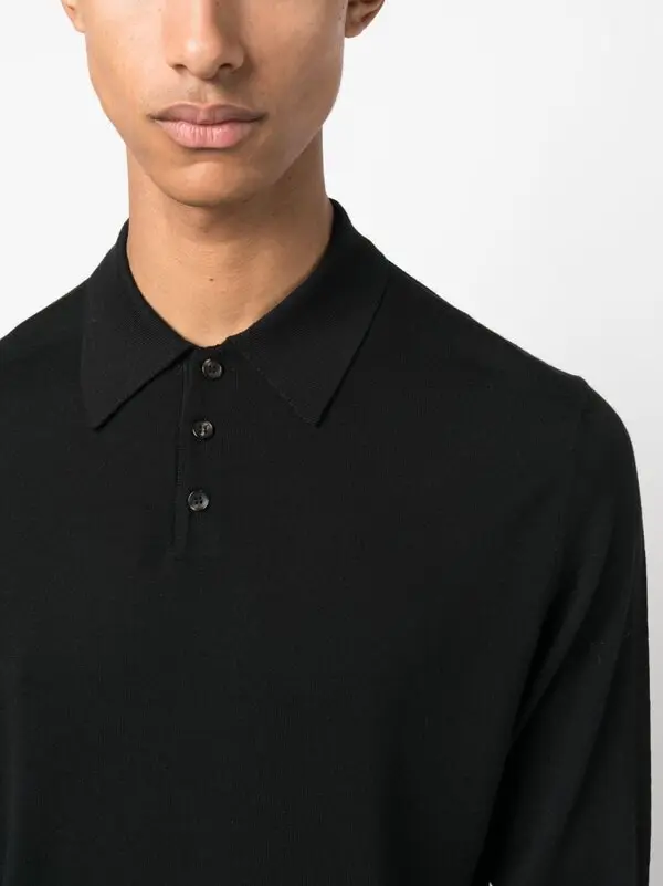 LANVIN Long-sleeve Polo Shirt - Black