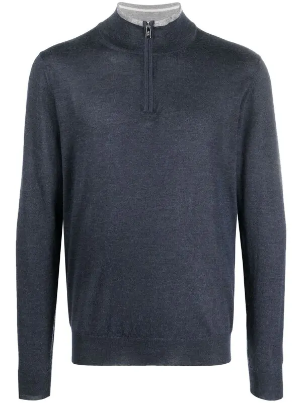 Fedeli Favonio Half-zip Jumper - Blue