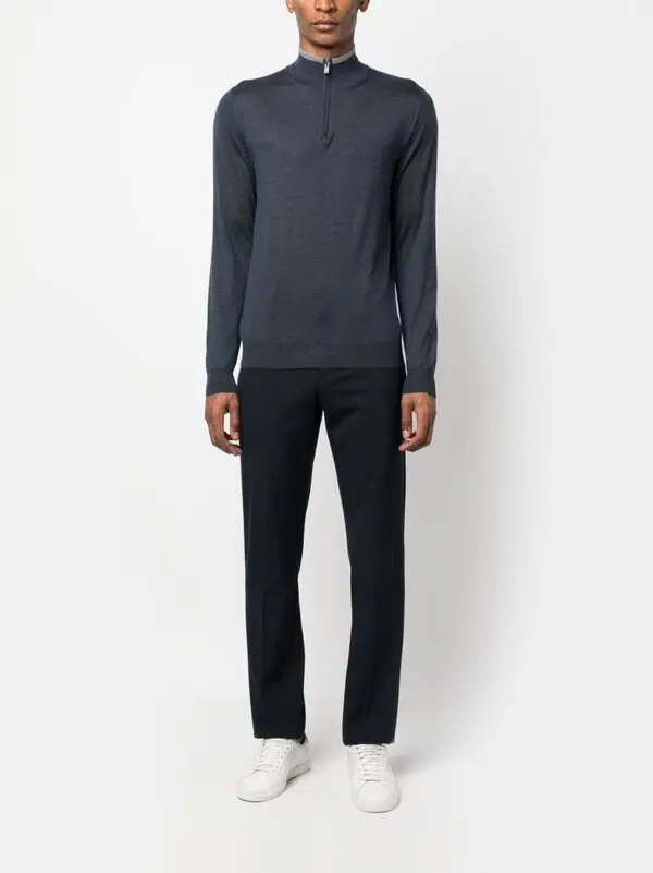 Fedeli Favonio Half-zip Jumper - Blue