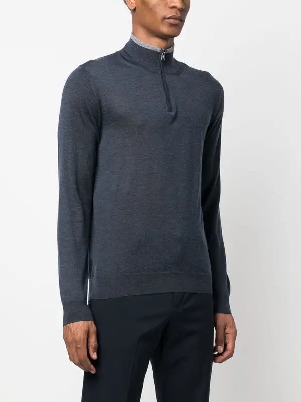 Fedeli Favonio Half-zip Jumper - Blue
