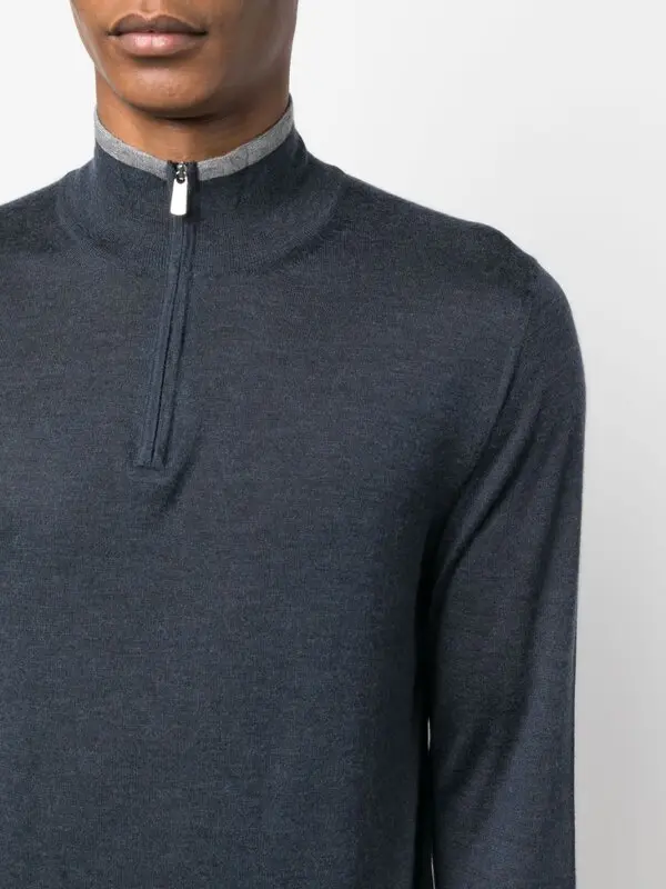 Fedeli Favonio Half-zip Jumper - Blue