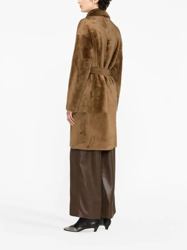 YVES SALOMON Shearling Belted Coat