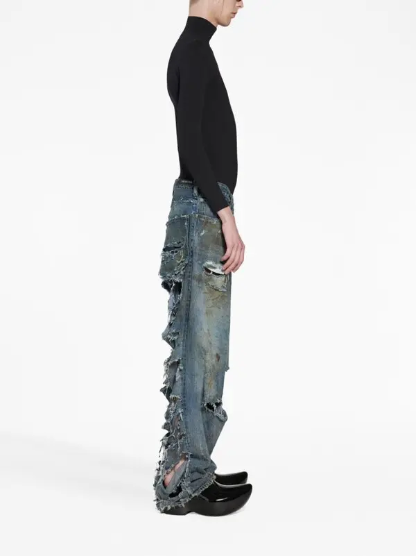 Balenciaga Distressed Wide-Leg Jeans - Blue | Editorialist