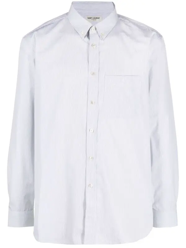 Saint Laurent Striped Long-sleeve Cotton Shirt - White