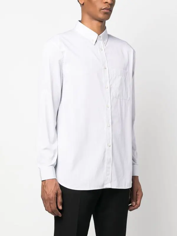 Saint Laurent Striped Long-sleeve Cotton Shirt - White