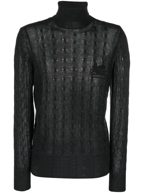 Etro Roll-neck Cashmere Cable-knit Jumper - Grey