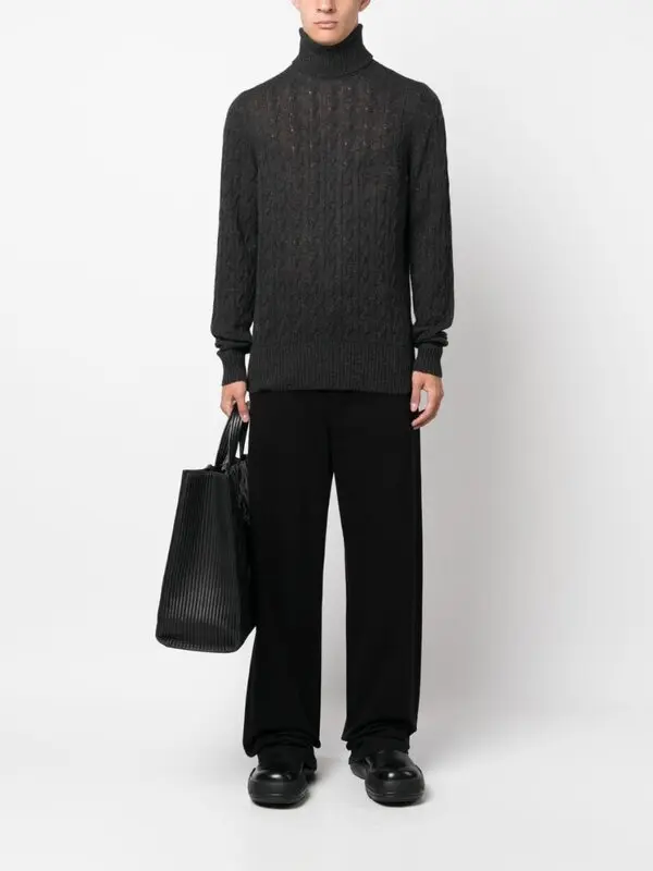 Etro Roll-neck Cashmere Cable-knit Jumper - Grey