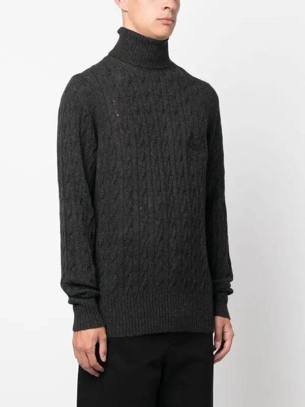 Etro Roll-neck Cashmere Cable-knit Jumper - Grey