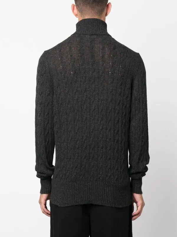 Etro Roll-neck Cashmere Cable-knit Jumper - Grey
