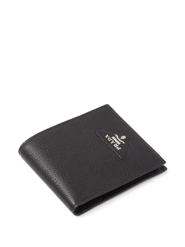 Prada Pebbled-texture Logo-plaque Wallet - Black