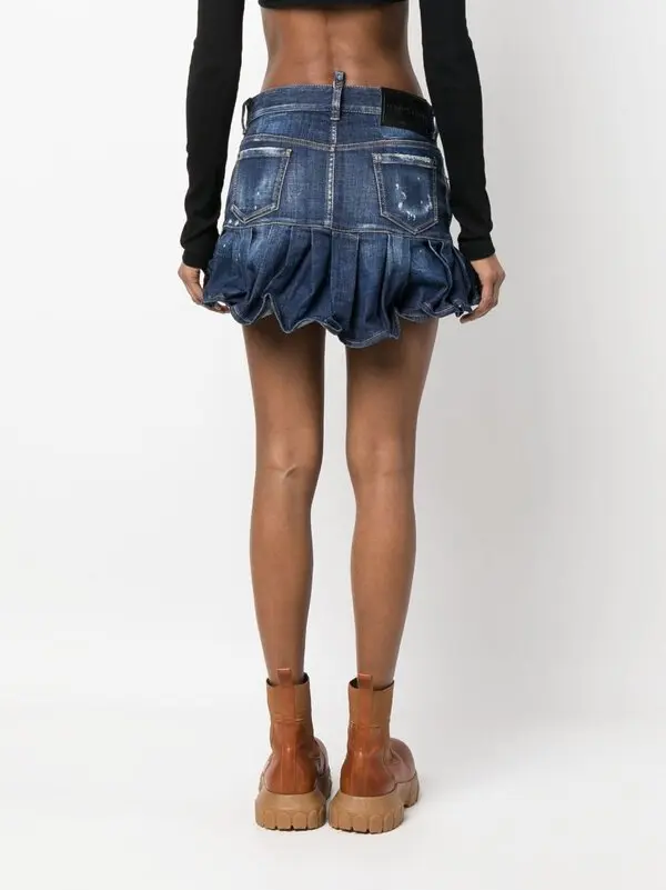 Dsquared2 Distressed Denim Pleated Skirt