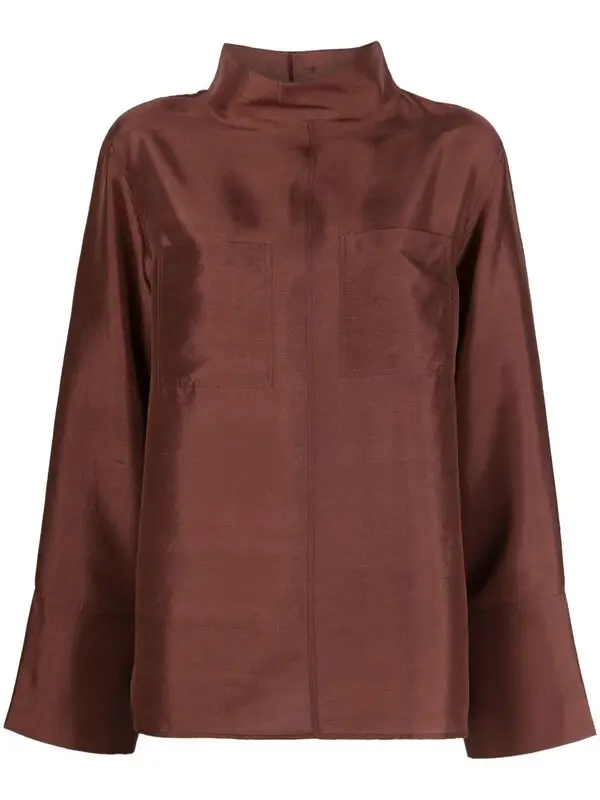 Soeur Valse High-neck Silk Blouse