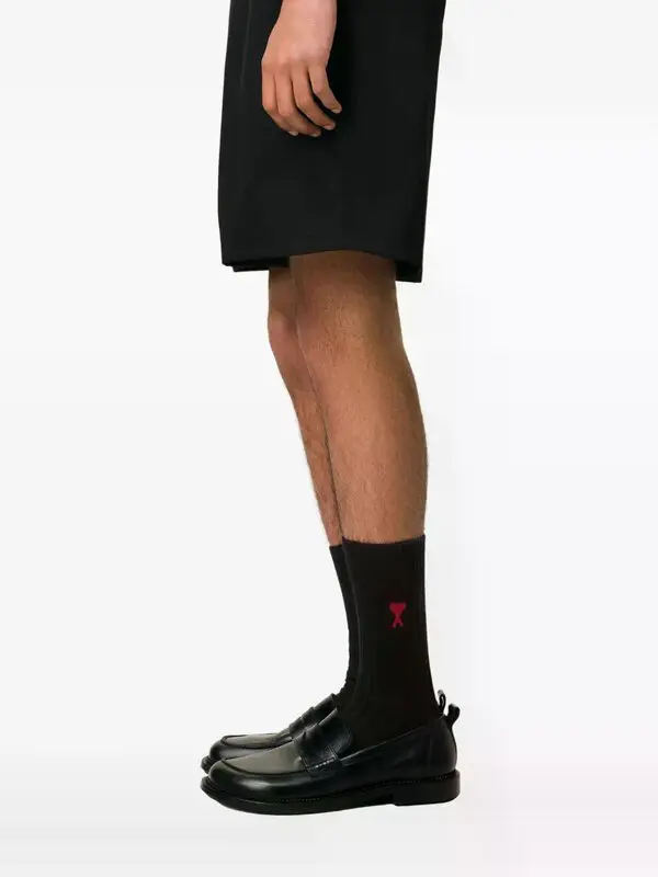 AMI Paris Logo-embroidered Ribbed-knit Socks