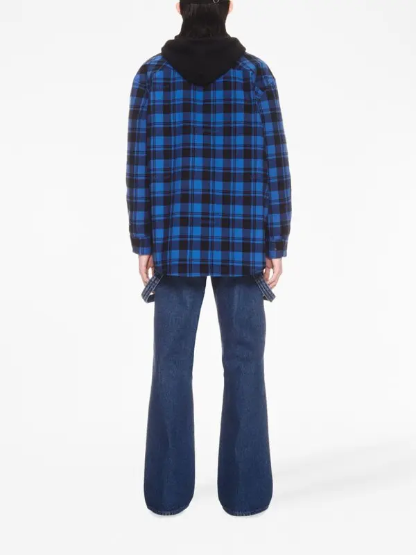 Off-White Checked Flannel Shirt - Blue