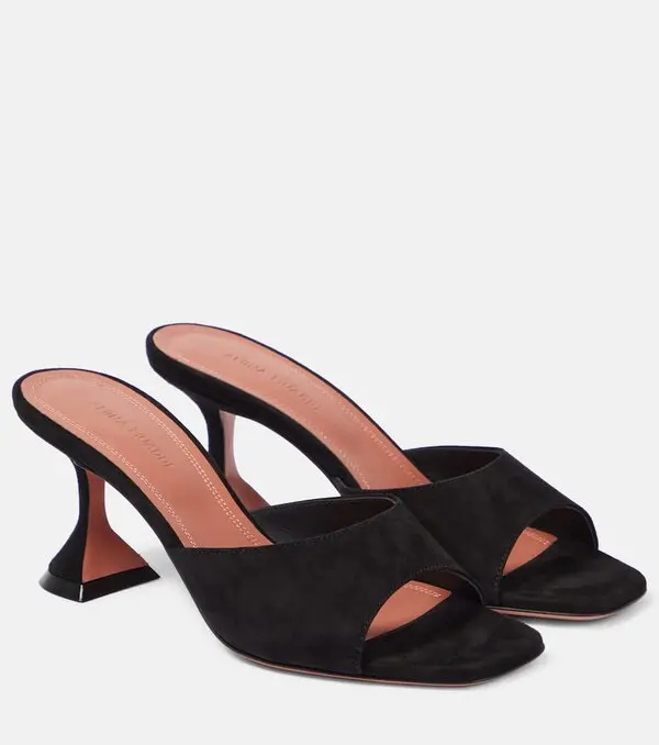 Amina Muaddi Lupita Suede Mules - Black