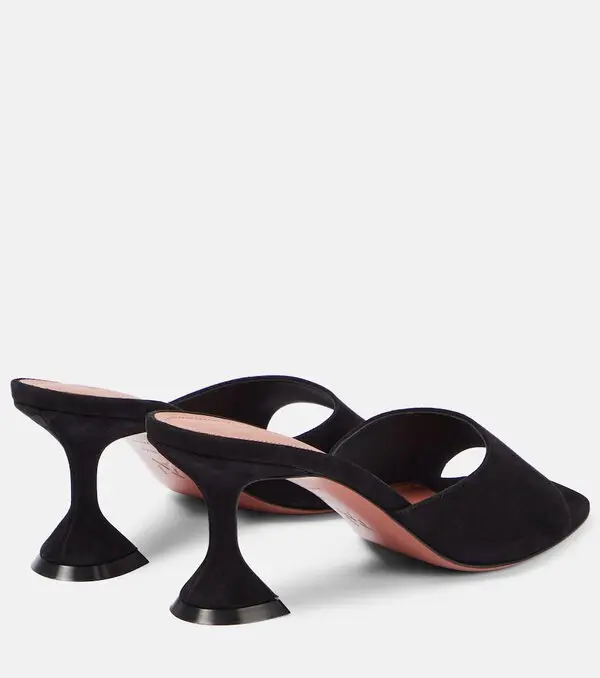 Amina Muaddi Lupita Suede Mules - Black
