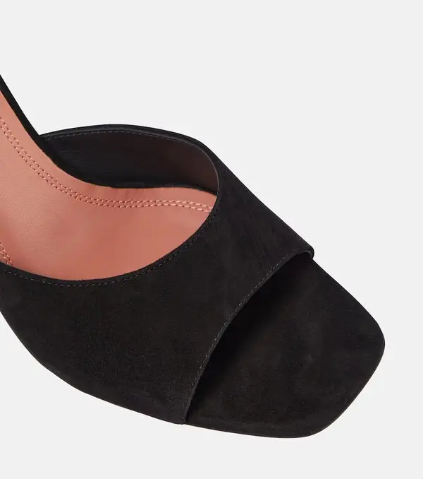 Amina Muaddi Lupita Suede Mules - Black
