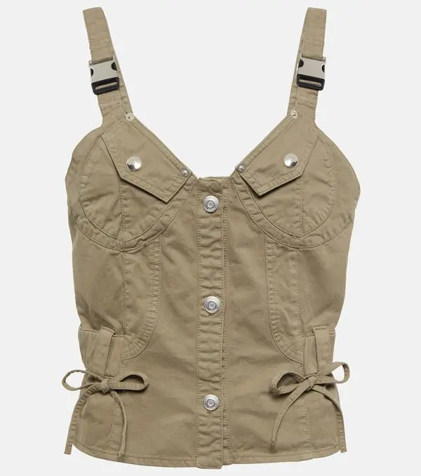 Coperni Utility Cotton Bustier Top - Green